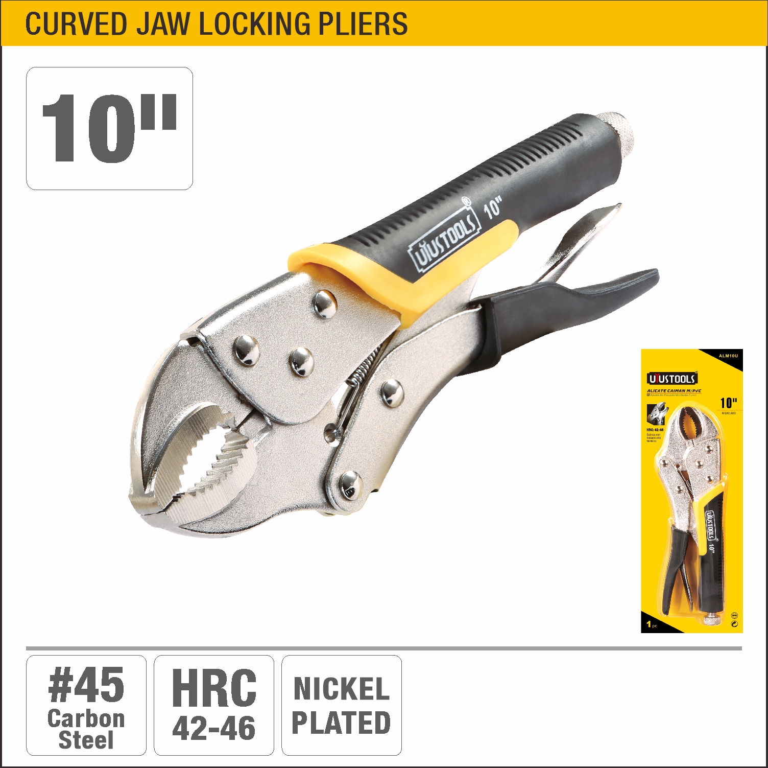 UYUSTOOLS CURVED JAWS LOCKING PLIERS - TPR HANDLE - Tychegulf