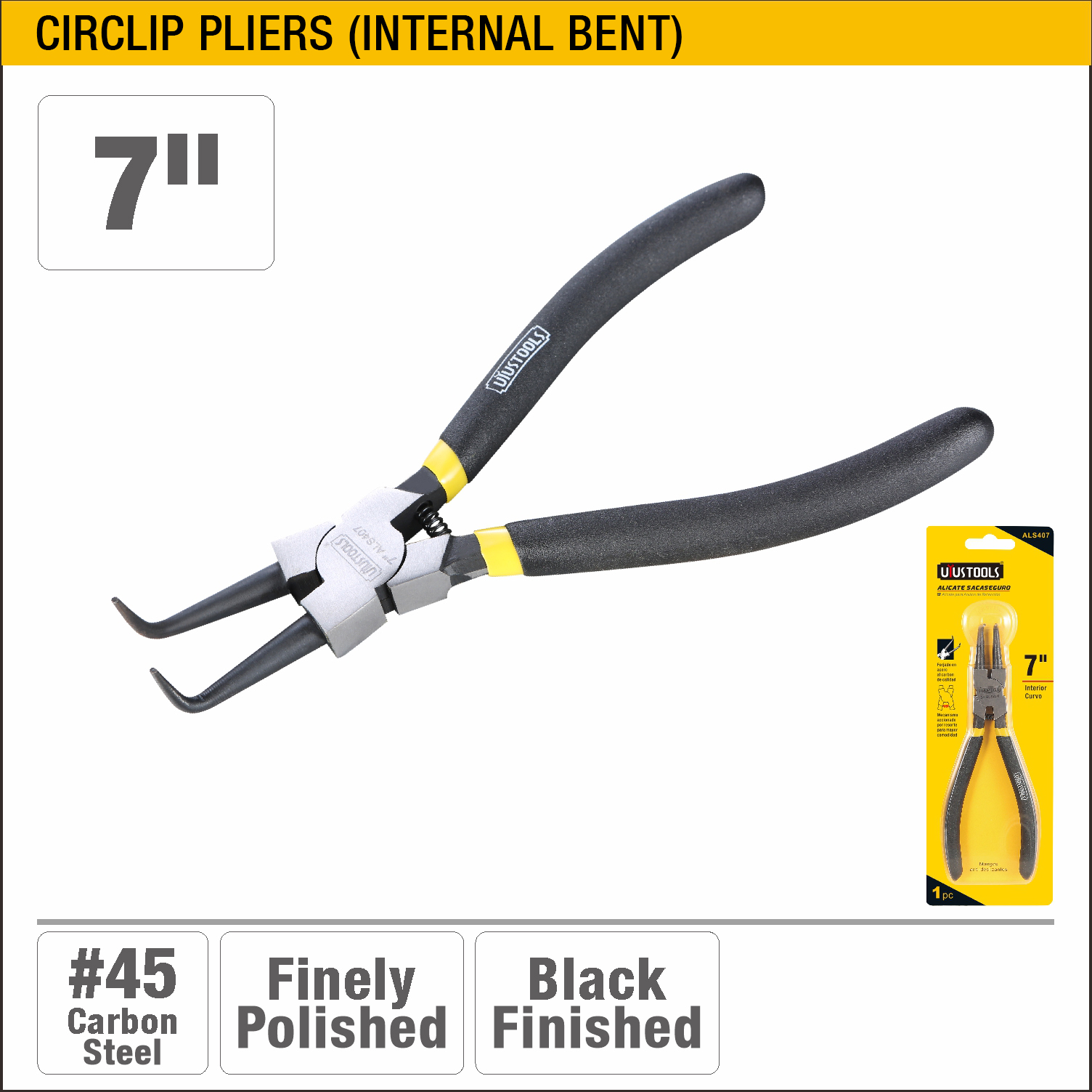 UYUSTOOLS INTERNAL CIRCLIP PLIERS - BENT - Tychegulf