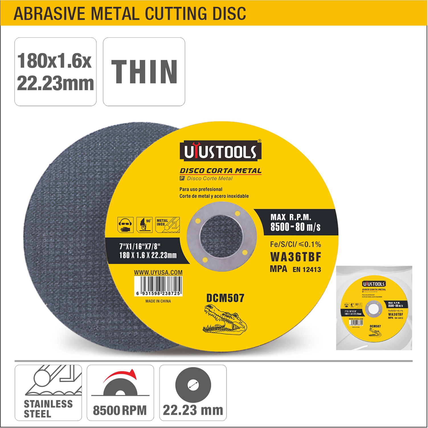 UYUSTOOLS CUTTING WHEEL (THIN) - Tychegulf