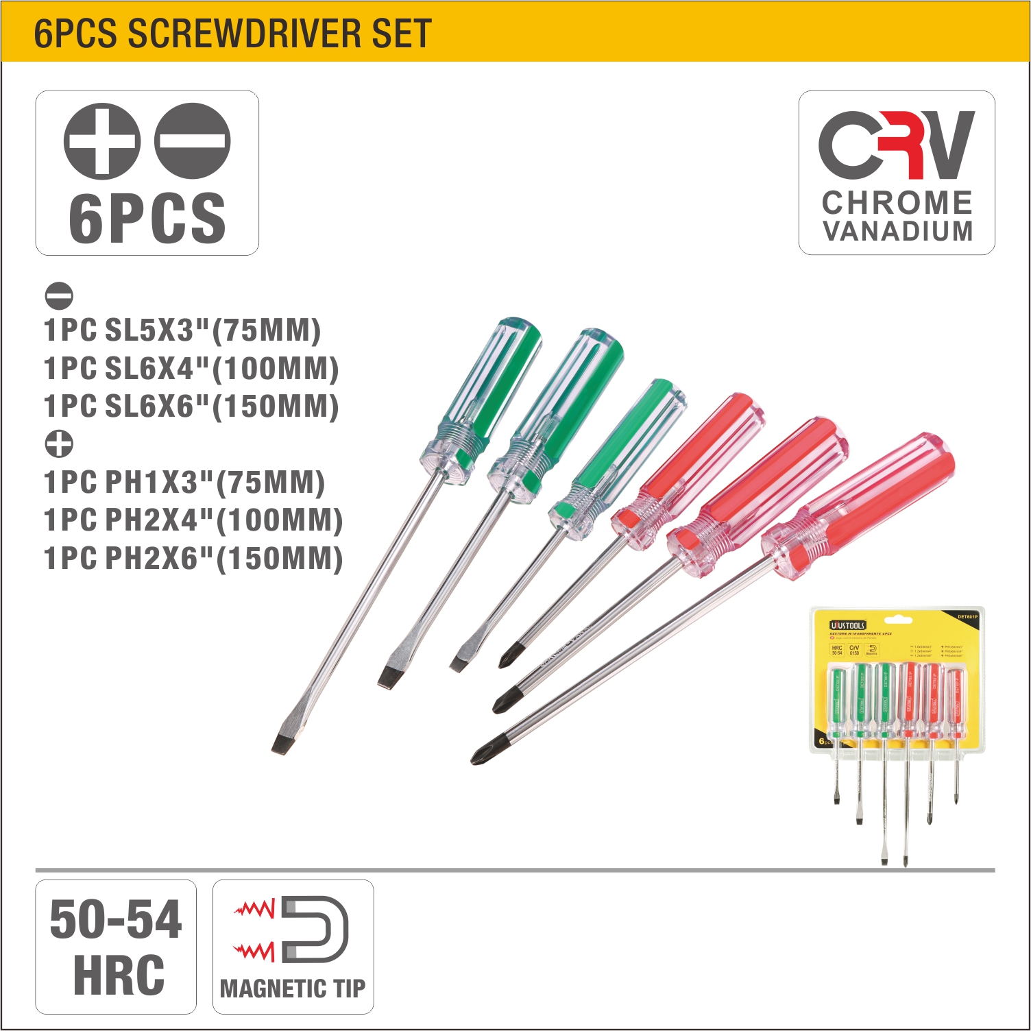 UYUSTOOLS 6 PIECE SCREWDRIVER SET - Tychegulf
