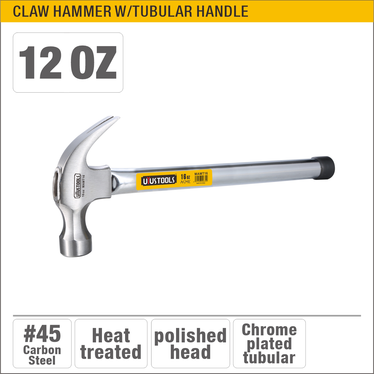 UYUSTOOLS CLAW HAMMER - TUBULAR HANDLE - Tychegulf