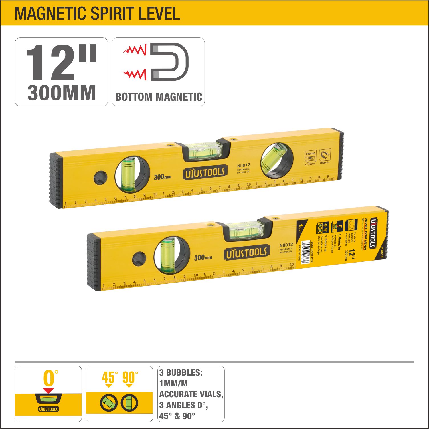UYUSTOOLS BOX BEAM SPIRIT LEVEL ECO – MAGNETIC - Tychegulf