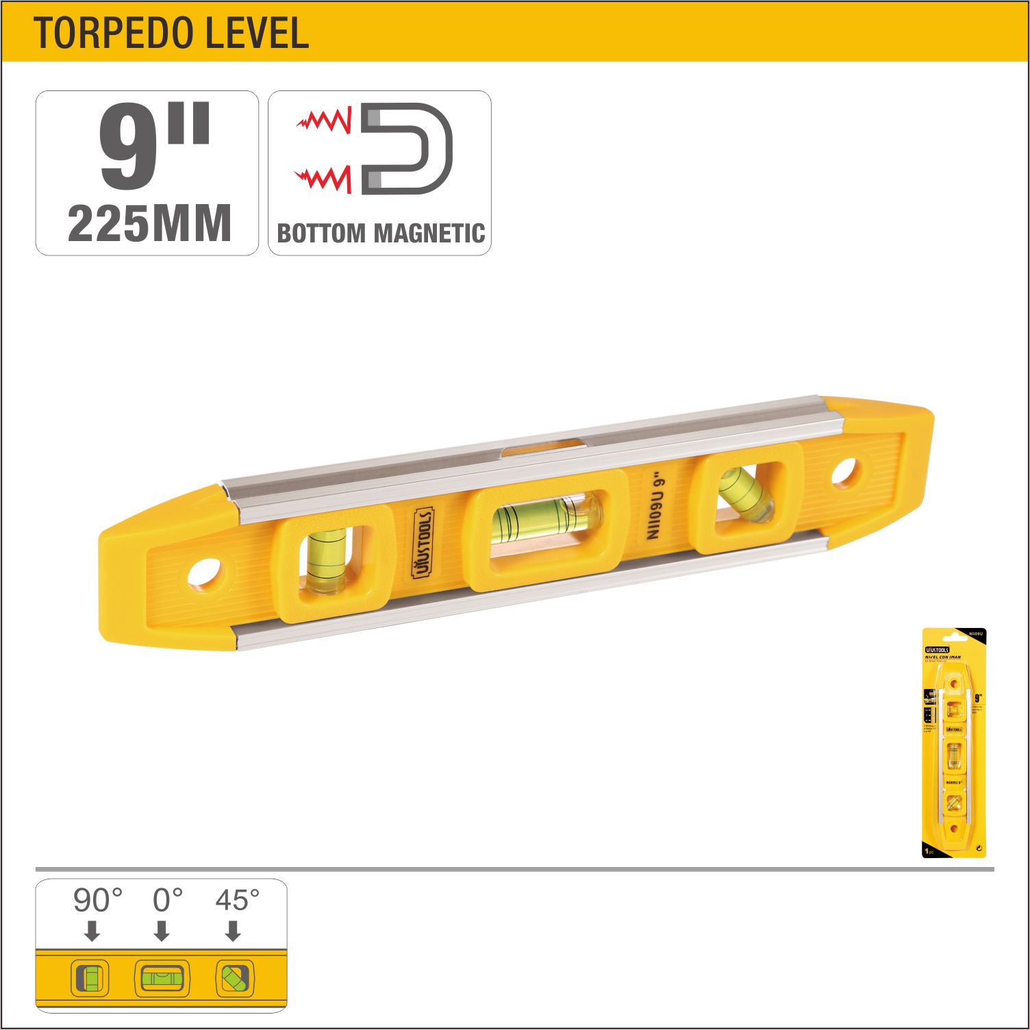 UYUSTOOLS TORPEDO LEVEL - MAGNETIC - Tychegulf