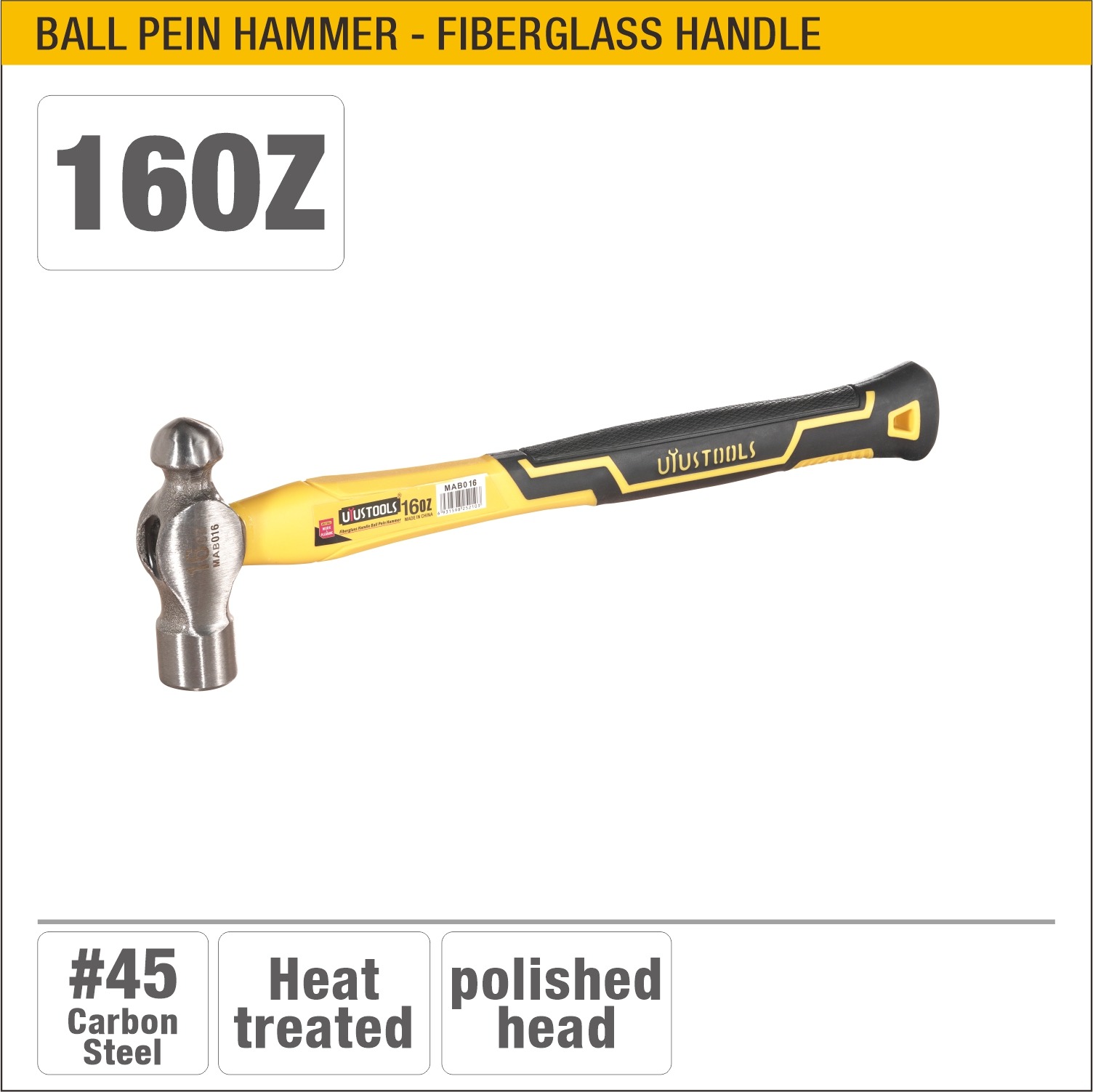 UYUSTOOLS BALL PEIN HAMMER - FIBERGLASS HANDLE - Tychegulf
